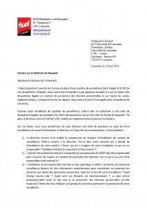 Caméra sur le bâtiment de Géopolis - UNIL - SUD Étudiant-e-s et Précaires